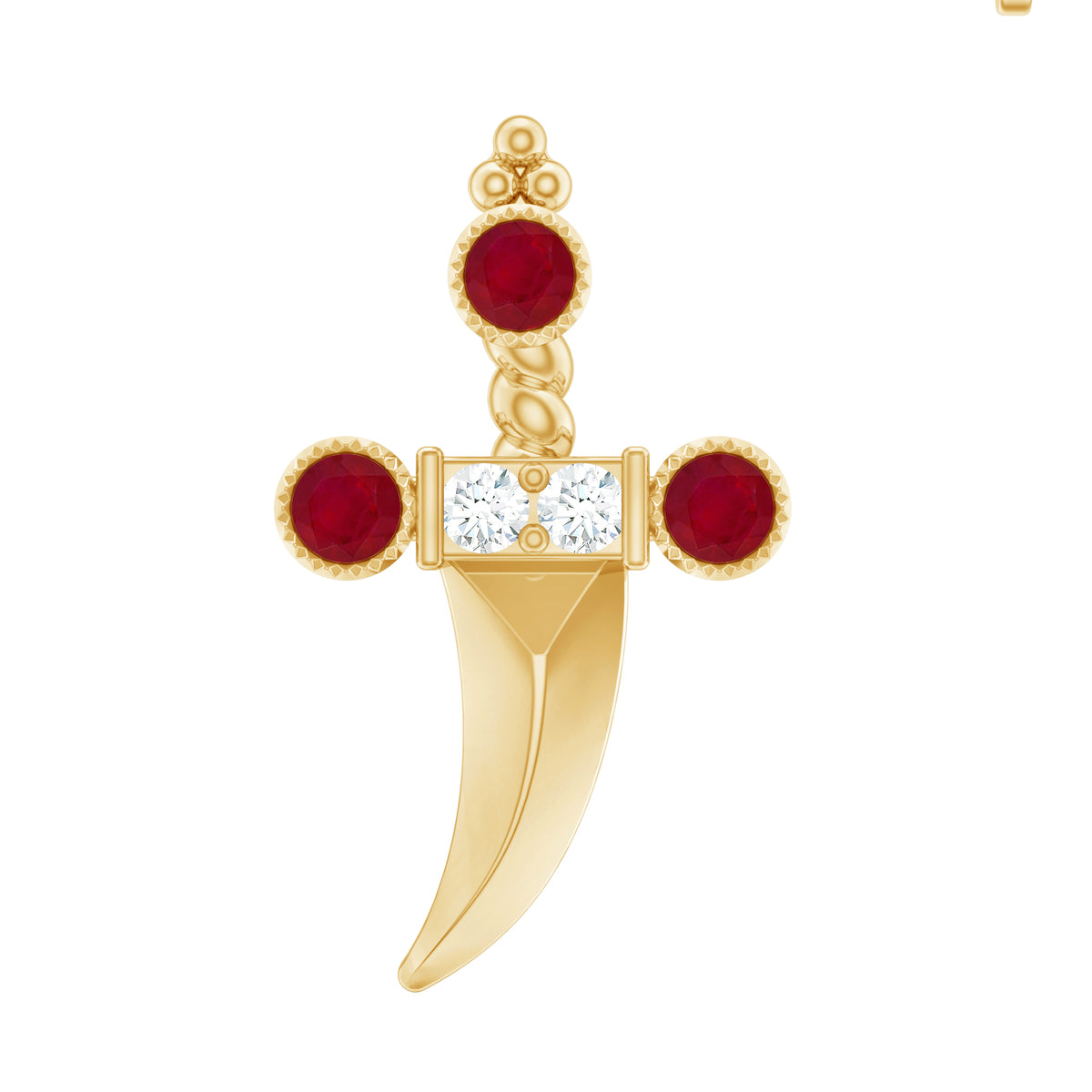 Real Ruby and Diamond Dagger Helix Earring in Gold – Rosec Jewels