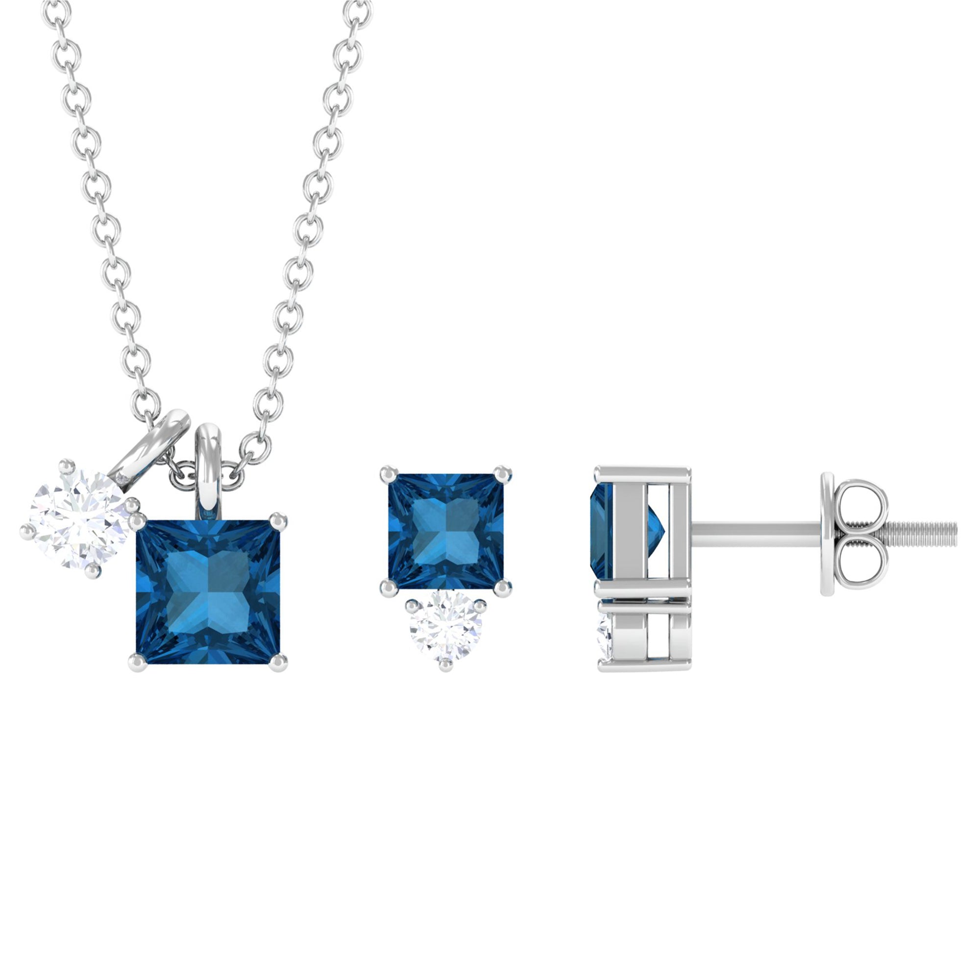 Topaz pendant necklace set sterling silver 2.75 carats store