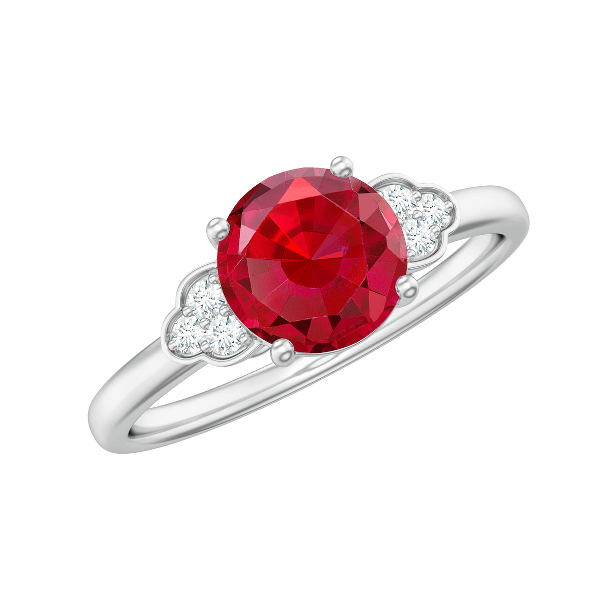 Lab Grown Ruby Solitaire Engagement Ring with Diamond Trio – Rosec ...