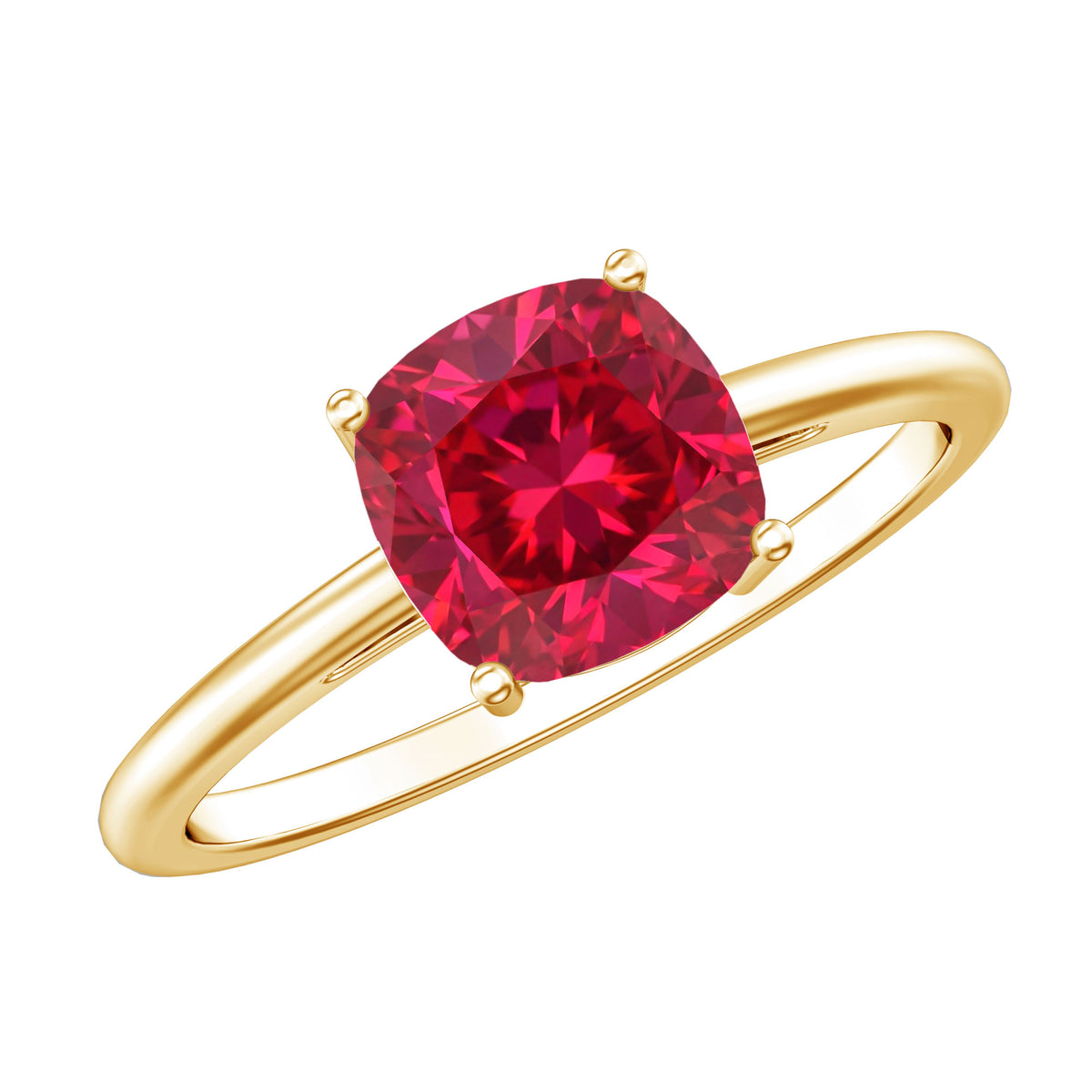8 MM Cushion Cut Created Ruby Solitaire Ring – Rosec Jewels