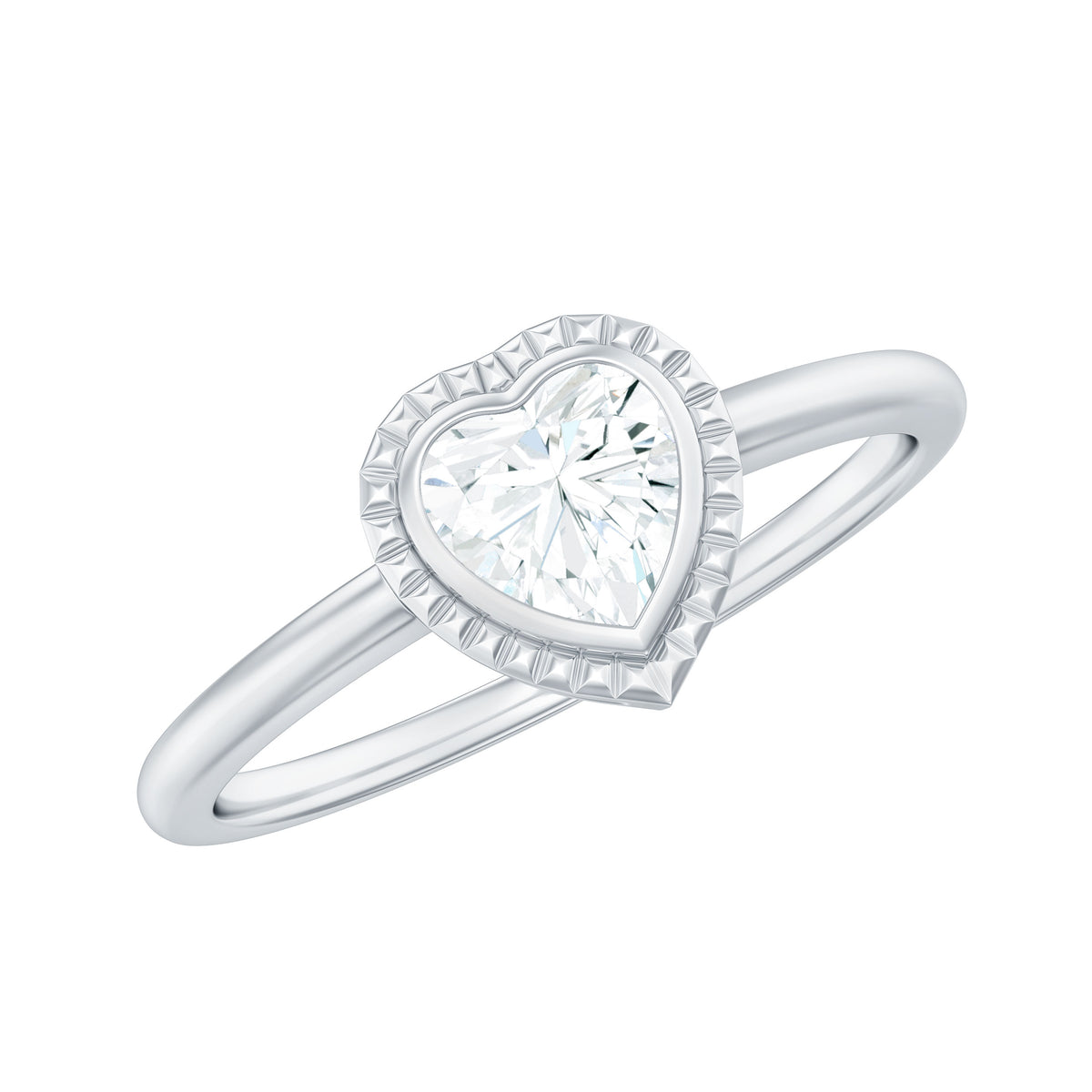 Lab Grown Diamond Heart Solitaire Ring met gegraveerde details – Rosec ...