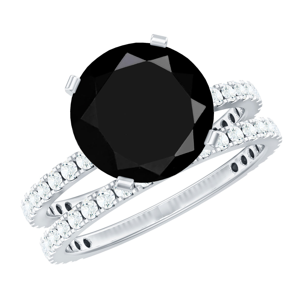 Lab Created Black Diamond Stackable Ring Set with Moissanite – Rosec ...